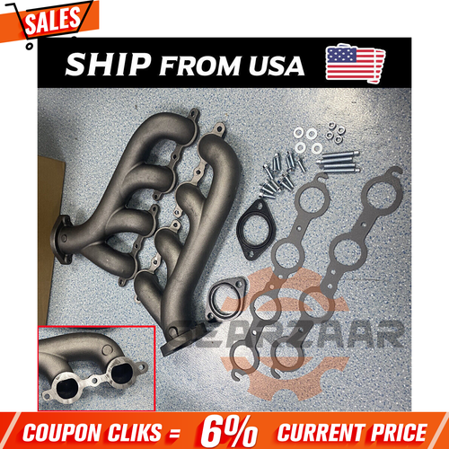 2PCS LS Swap Cast Iron Manifold Headers fits for Chevy Corvette LS1 LS2 ...