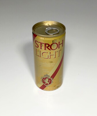 STROH LIGHT BEER STEEL METAL CAN PULL TAB TOP 12 OZ VINTAGE 1970s EMPTY ...