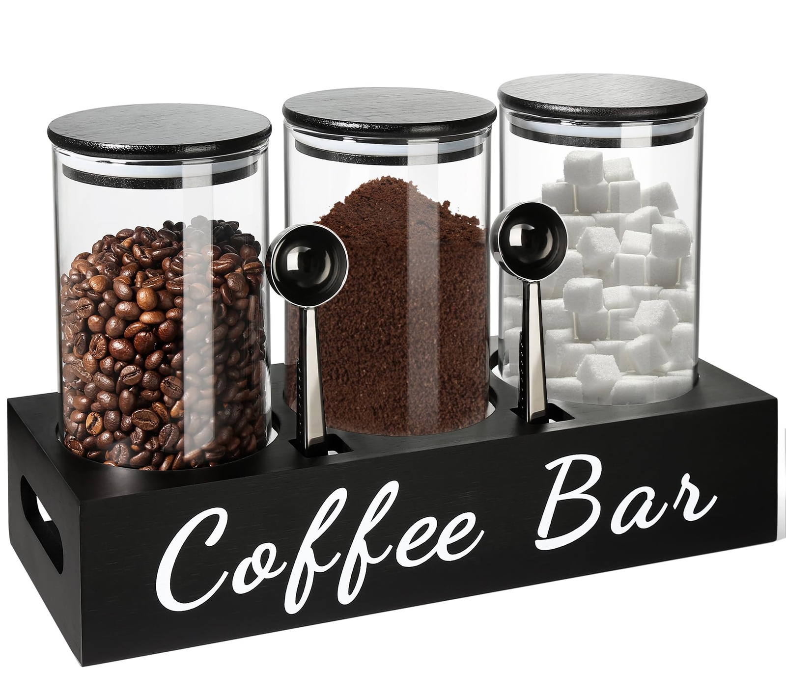 Gmisun Coffee Containers 3pcs 50oz Black Glass Coffee Storage Canisters ...