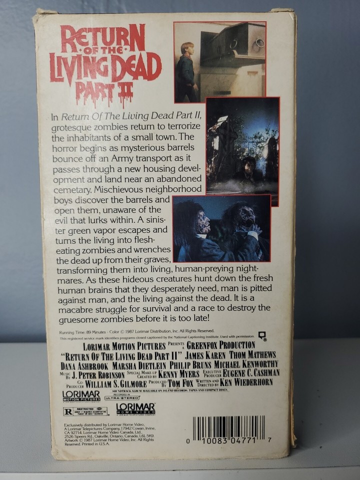 Return of the Living Dead 2 (VHS) 10083047717 | eBay