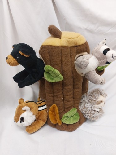 UNIPAK Plush Tree Trunk House w/4 Stuffed Forrest Woodland Nursery ...
