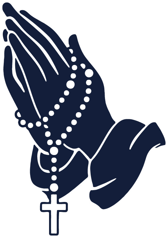 Cartoon Praying Hands With Rosary