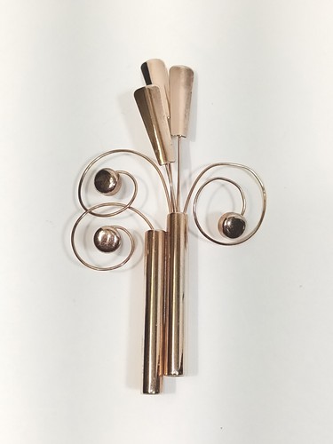 Brass Tone Abstract Flower Bouquet Large 1940s Vintage Brooch Pin | eBay