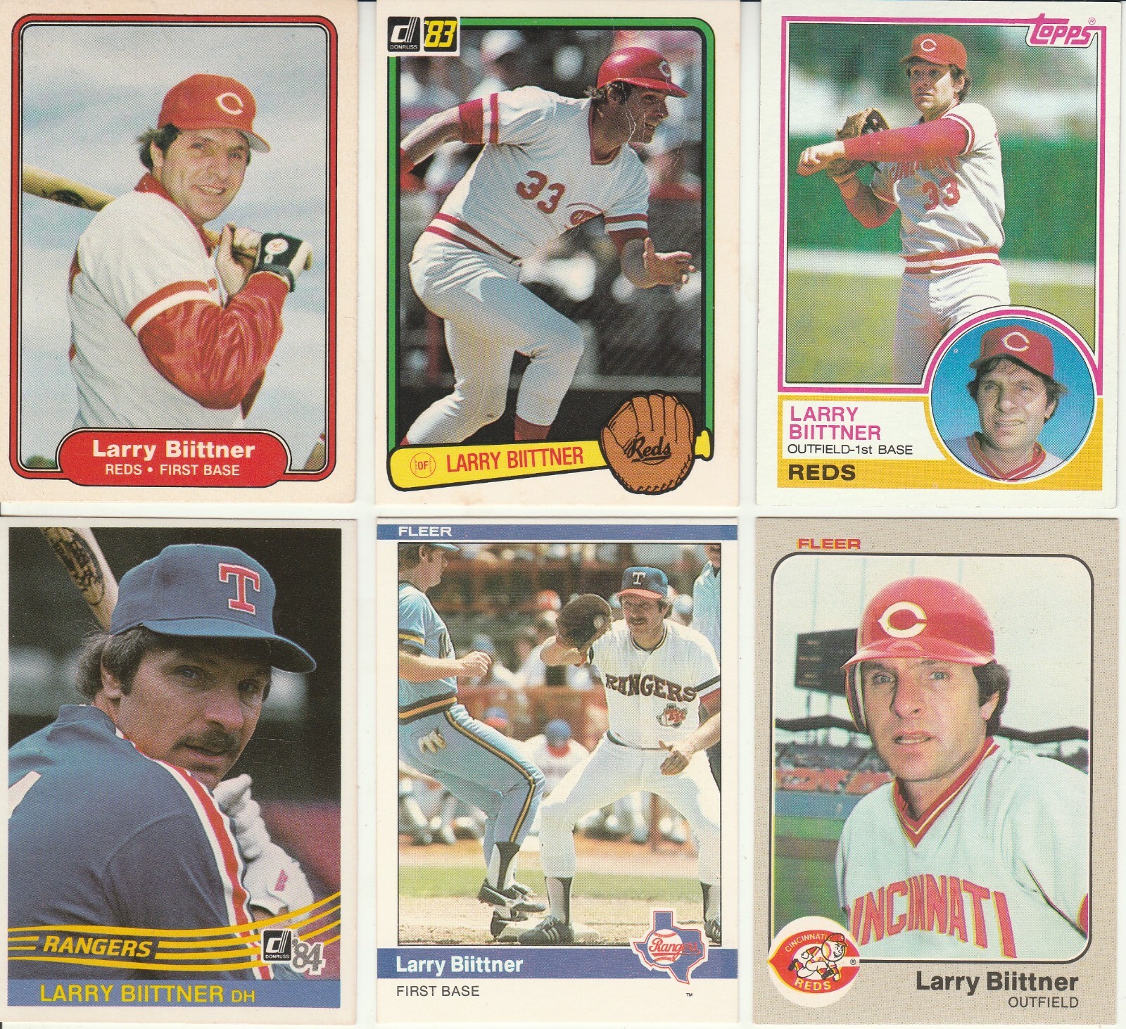 20 + LARRY BIITTNER different cards lot vintage 1973 - 1984 Rangers ...