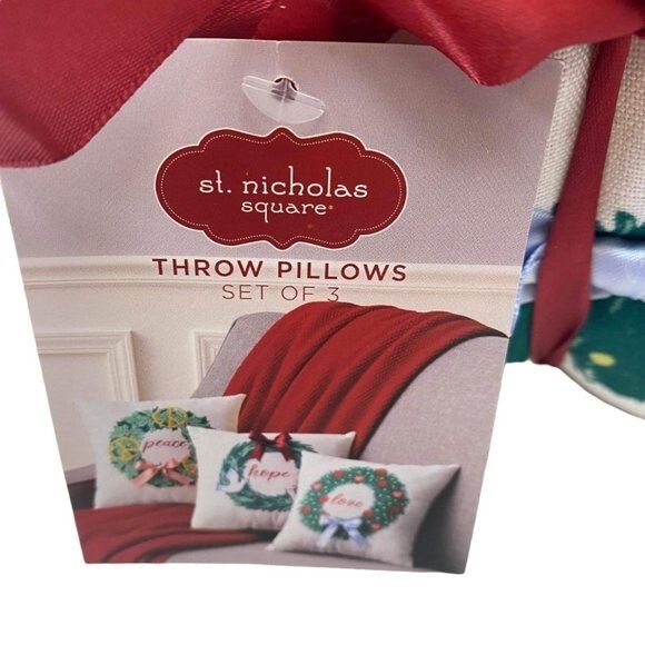 NEW St. Nicholas Square Peace Love Hope Set of 3 Throw Pillows ...