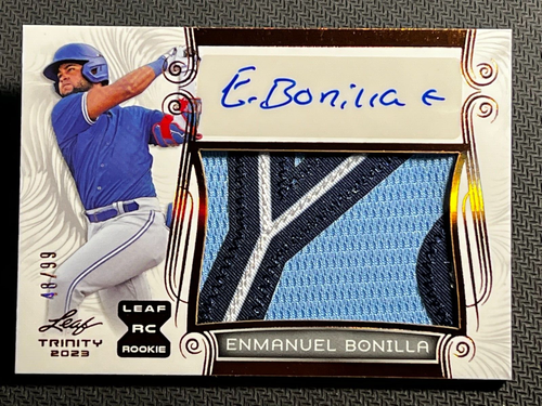 2023 Leaf Trinity AWESOME !! WORN PATCH ROOKIE AUTO Enmanuel Bonilla 48 ...