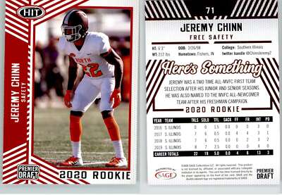 Jeremy Chinn 2020 SAGE HIT Premier Draft Red #71 Southern Illinois ...