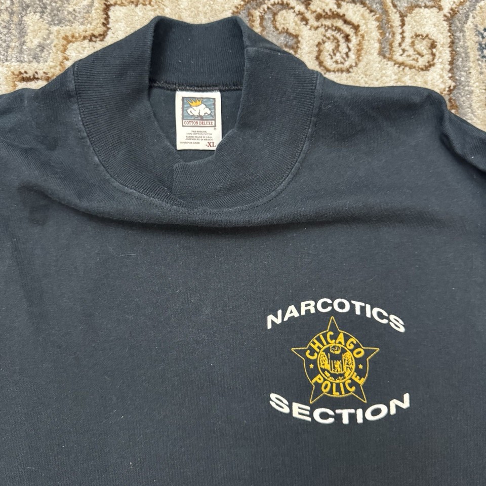 Vintage Chicago Police Narcotics Section Turtleneck Shirt XL 90s Anvil ...