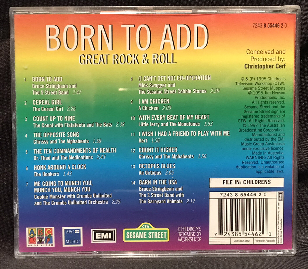 SESAME STREET Born To Add GREAT ROCK N ROLL CD ABC KIDS 1995 *Disc Near ...