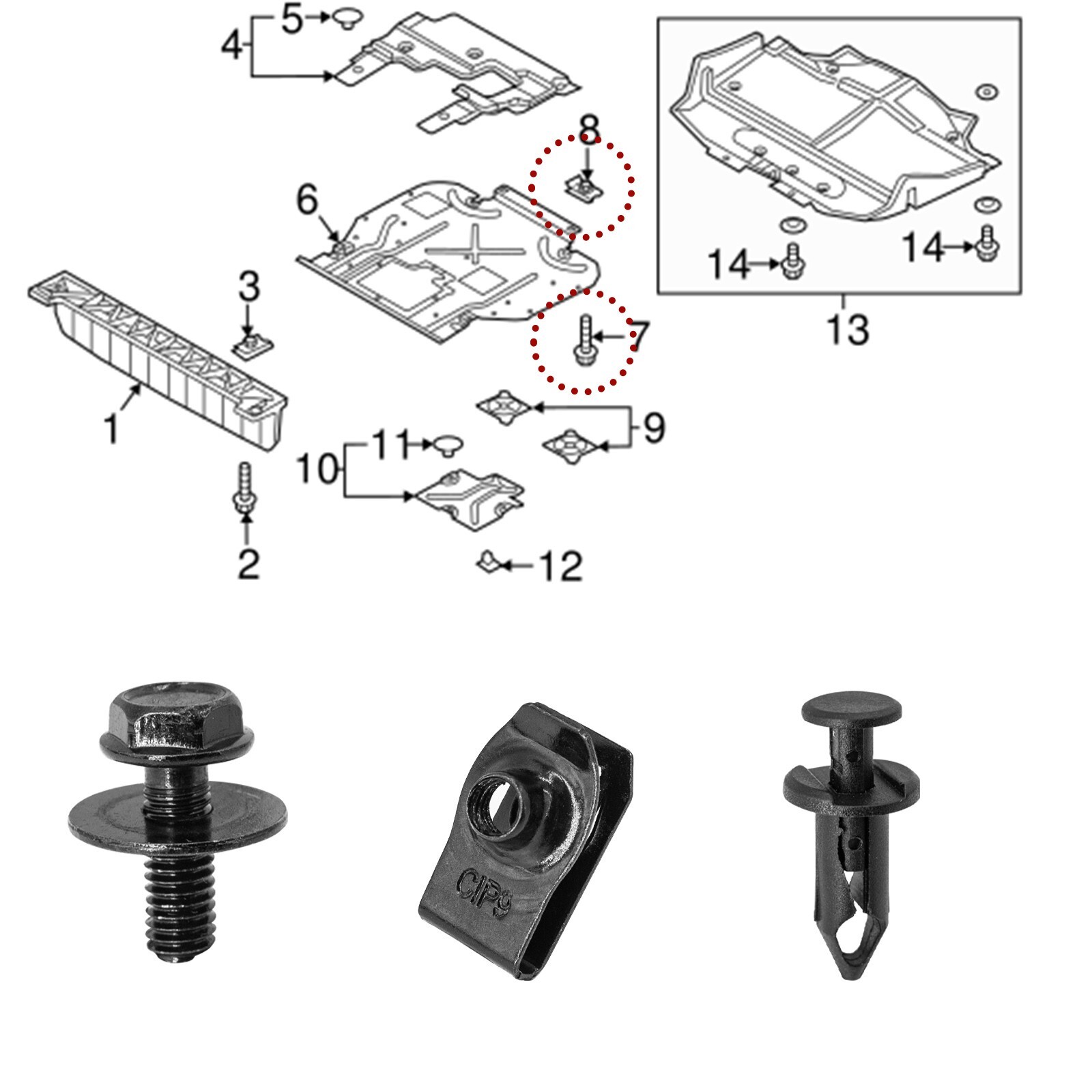 M6 Body Bolts Screws Clip For Ford F-150 F-250 F150 F250 Splash Guards ...
