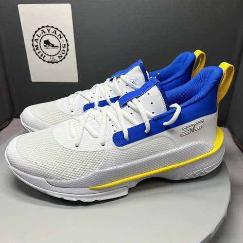 Under Armour Curry 7 GSW Basketball Shoes Yellow Blue 3023300-106 Men ...