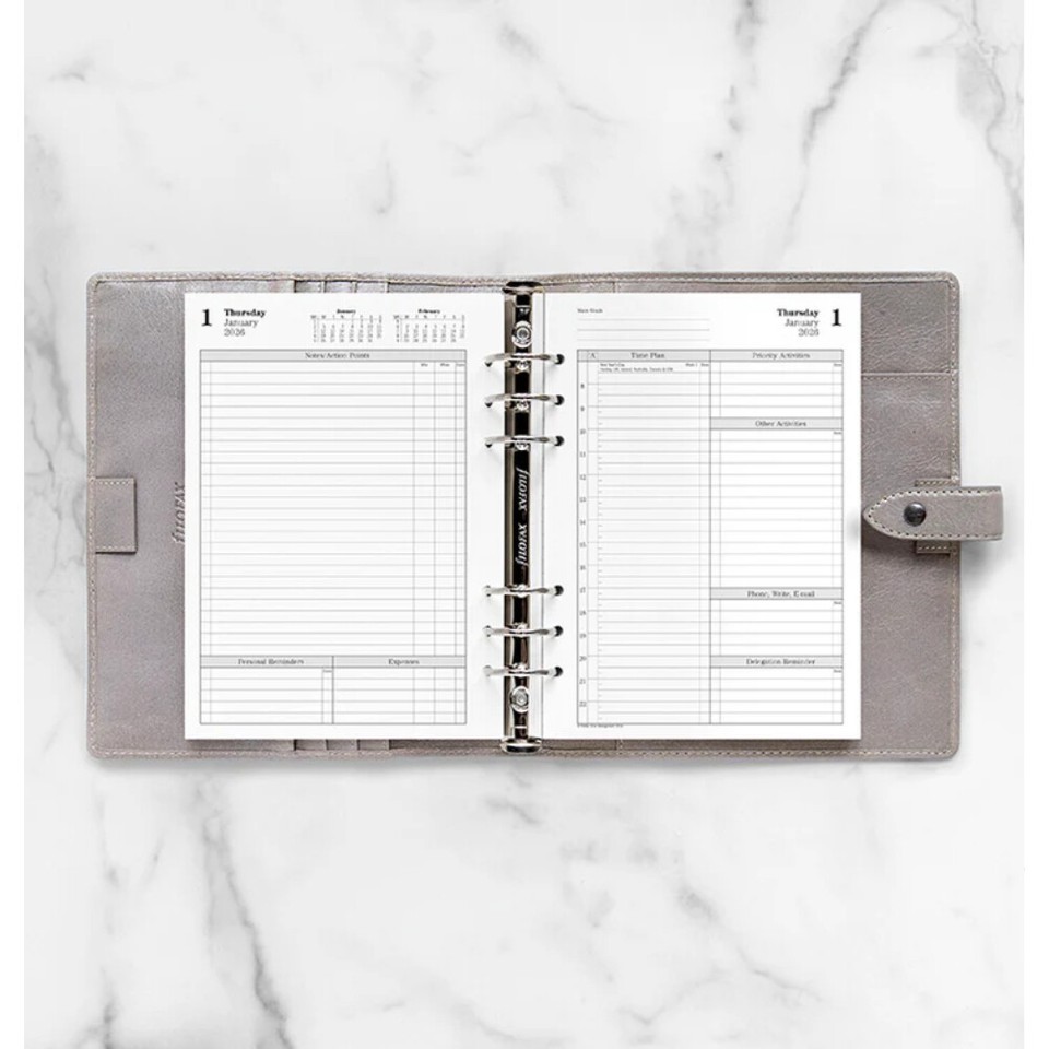 Filofax A5 Time Management One Day On Two Pages Diary Refill - 2026 ...