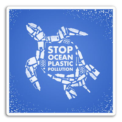 2 x 10cm Ocean Plastic Pollution Vinyl Stickers - Turtle Sticker ...