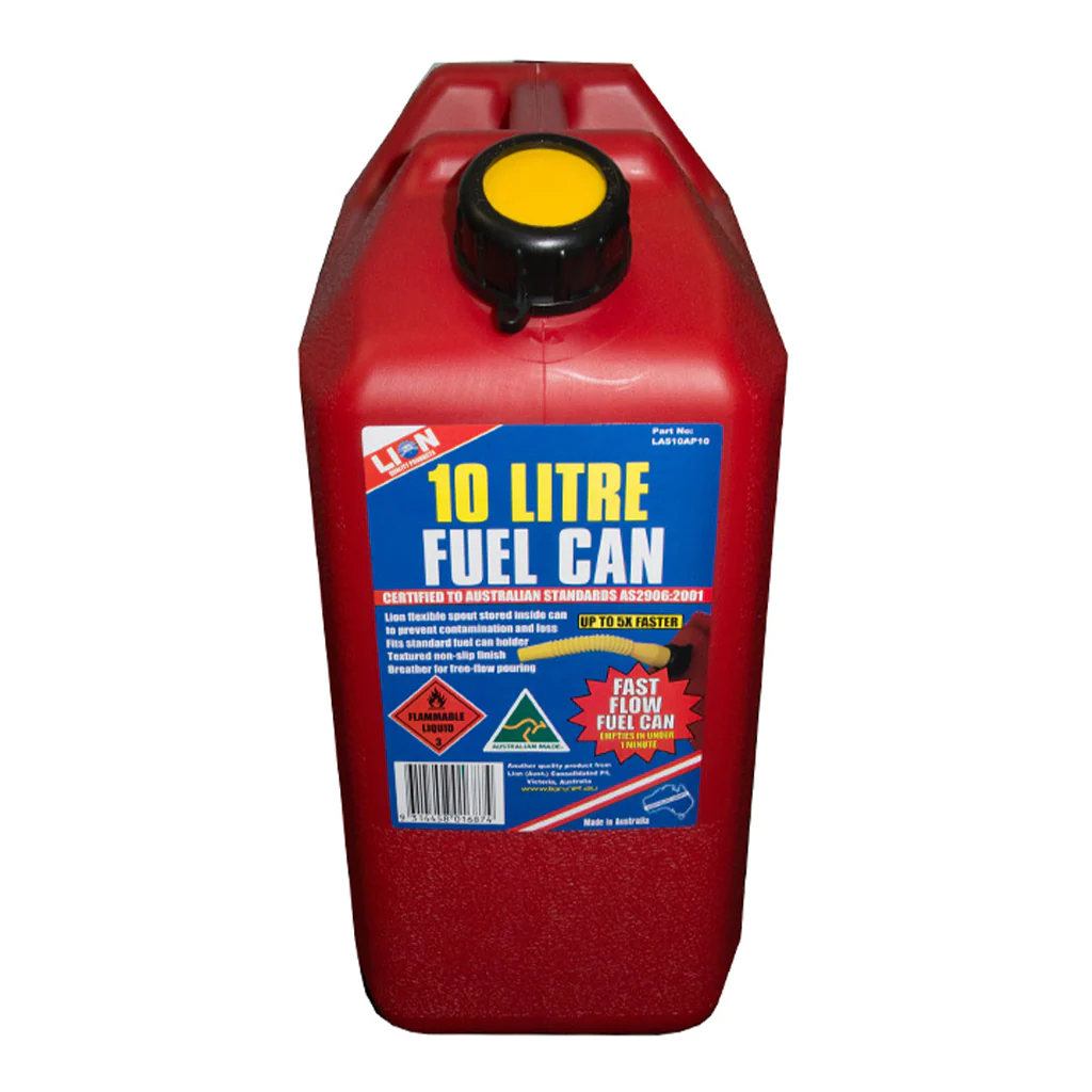 LION Plastic Fuel Can With Flexible Pourer 10L Red LA510AP10 | eBay ...