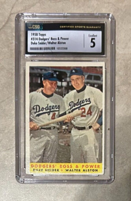 1958 Topps Brooklyn Dodgers Boss Power Duke Snider Walter Alston #314 ...