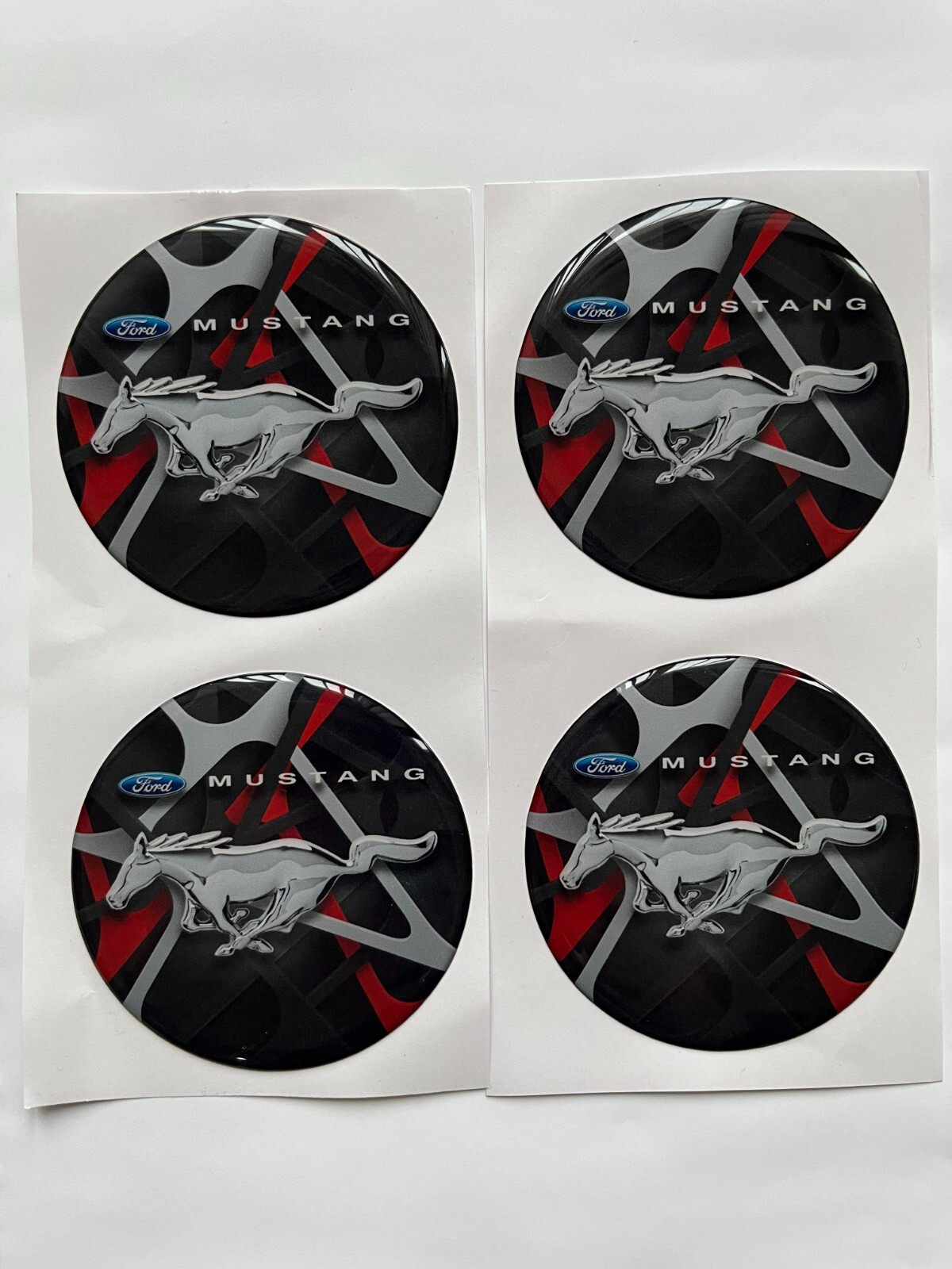 Set of 4 pcs Mustang Center Wheel Cap Stickers Decal Rims Emblem Logo ...