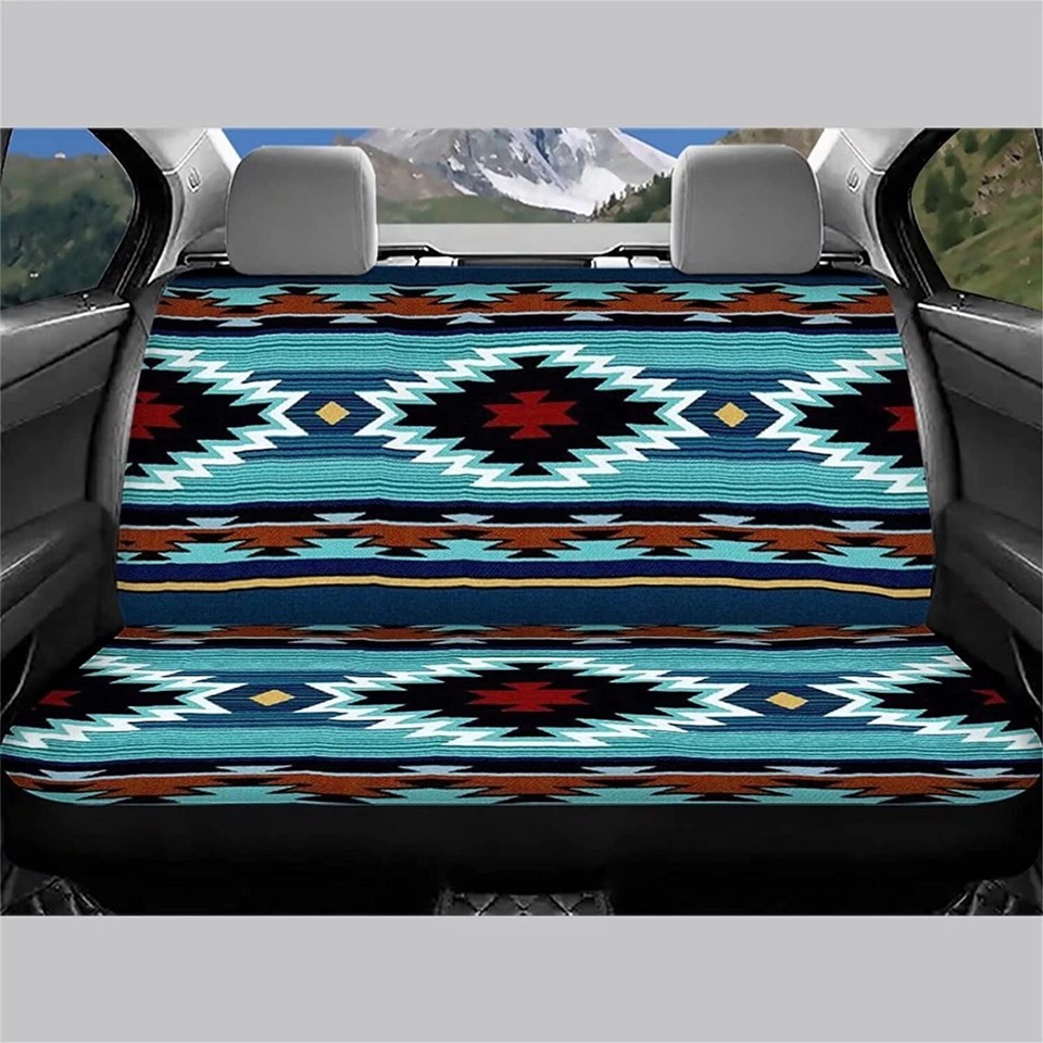 WELLFLYHOM Aztec Print Universal Rear Split Bench Seat Cover for Cars ...