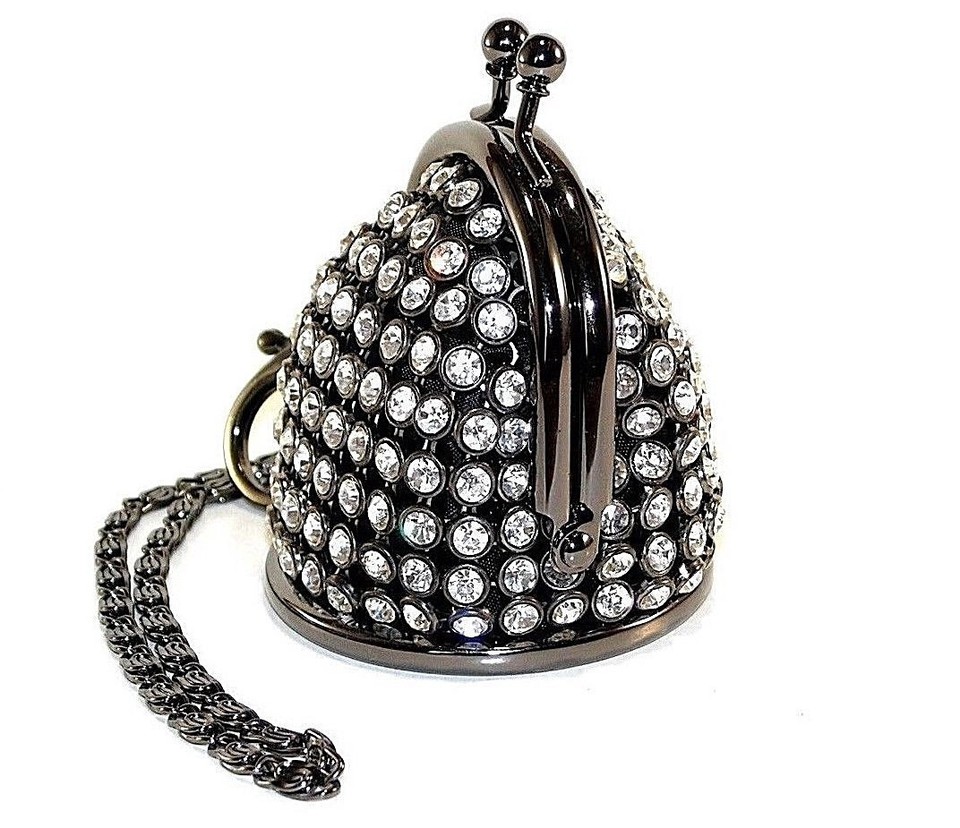 Rhinestones mini coin purse with Mirror in the Bottom, Hand Strap USA ...