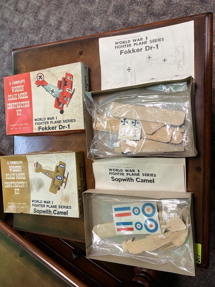 Wood Scale Model Kits Fokker Dr-1 and Sopwith Camel World War I Fighter ...
