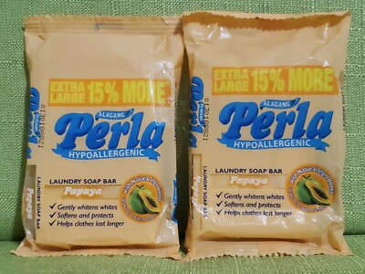 (2-Bar) Perla Papaya Hypoallergenic Laundry Soap Bar 110g each | eBay