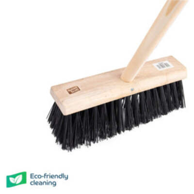 13" PVC Bristle Square Wooden Yard Broom with 59" Handle for Cleaning ...
