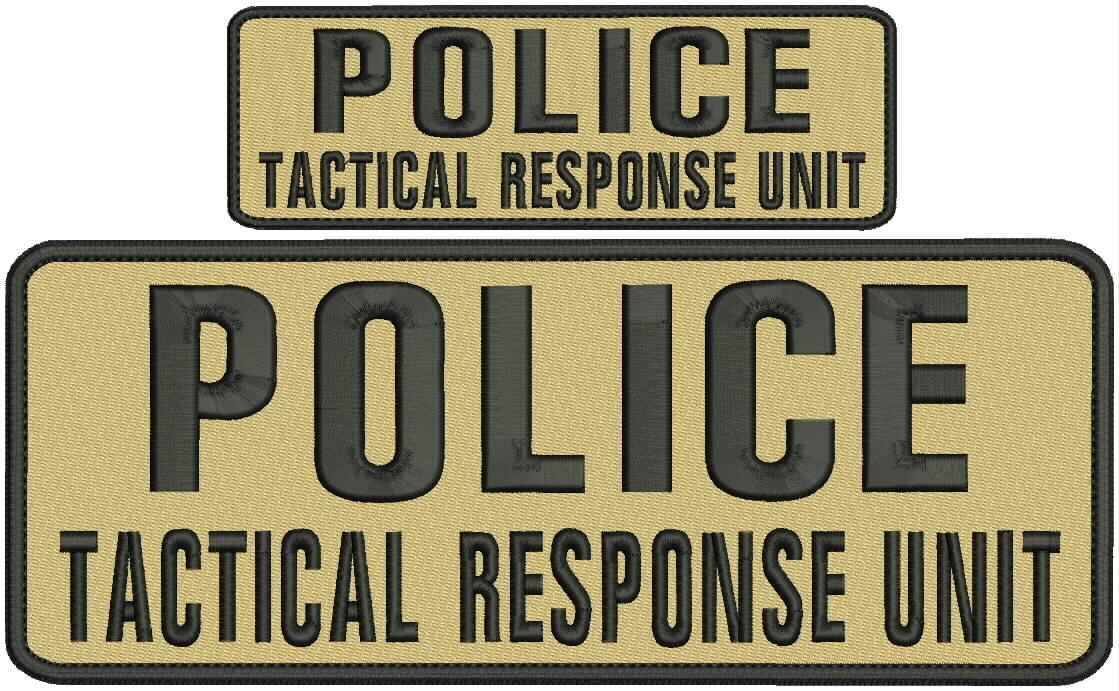 POLICE TACTICAL RESPONSE UNIT embroidery patches 4x10 and 2x6 hook tan ...