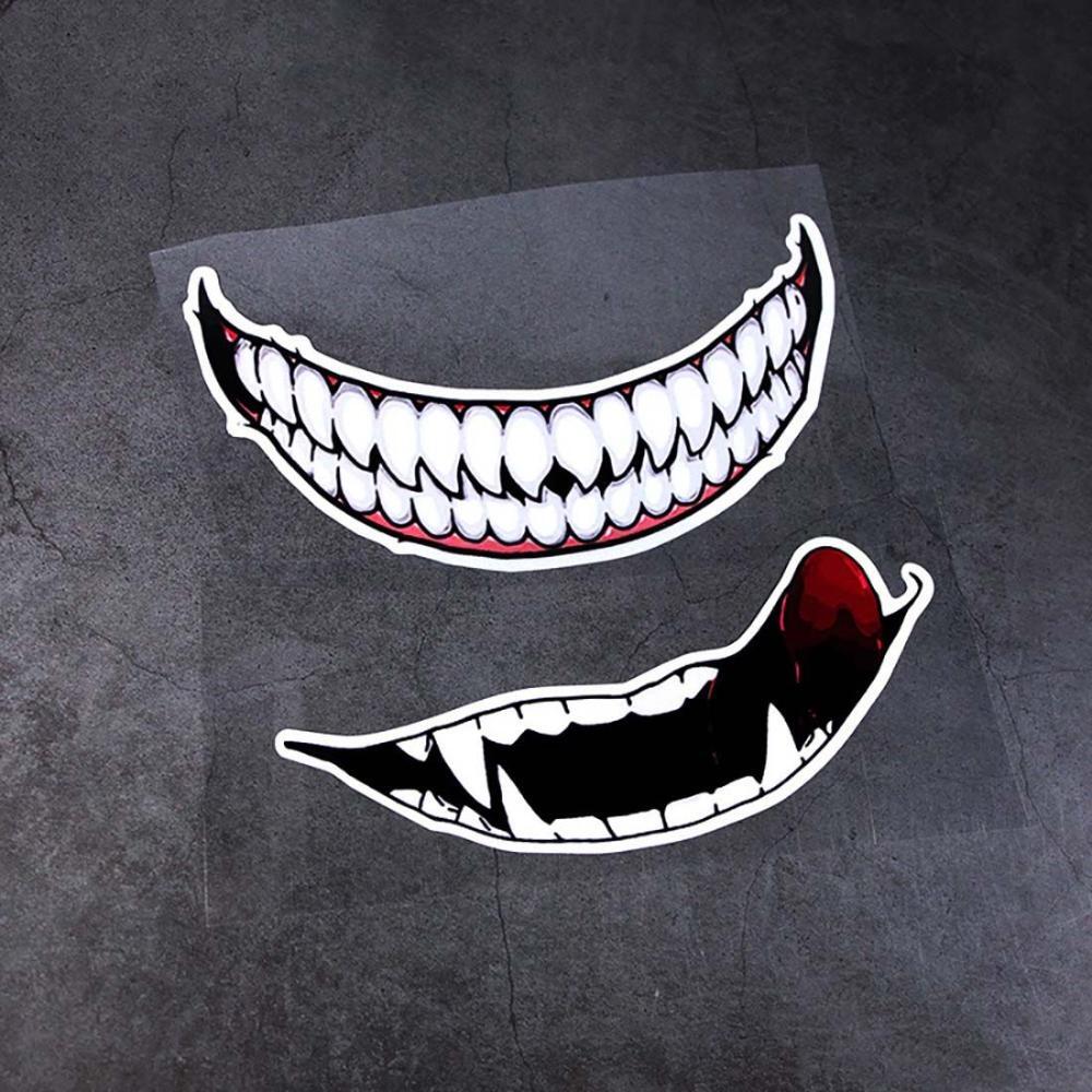 Tooth Car Sticker Waterproof Motorcycle Helmet Sticker Marks Headlight ...