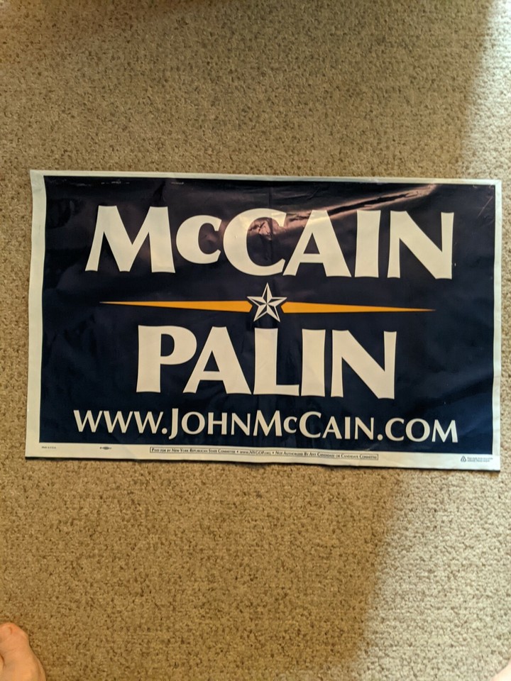 JOHN McCAIN & SARAH PALIN Official Poly Bag Campaign Lawn Sign - 2008 ...