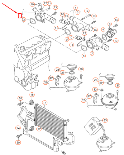 Volkswagen BEETLE 9C Engine Coolant Hose Flange 06A121132AQ NEW GENUINE ...