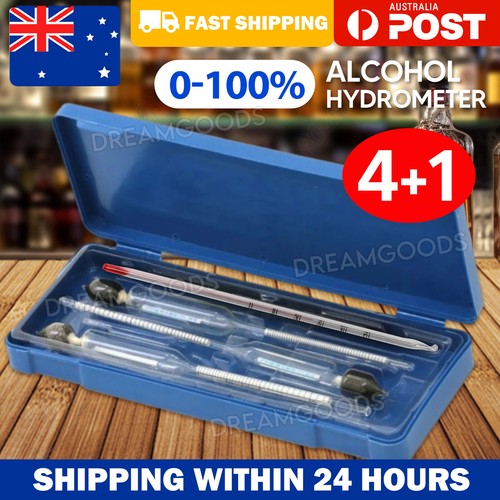 3x 0-100% Hydrometer Alcoholmeter Alcohol Tester Meter+Thermometer ...