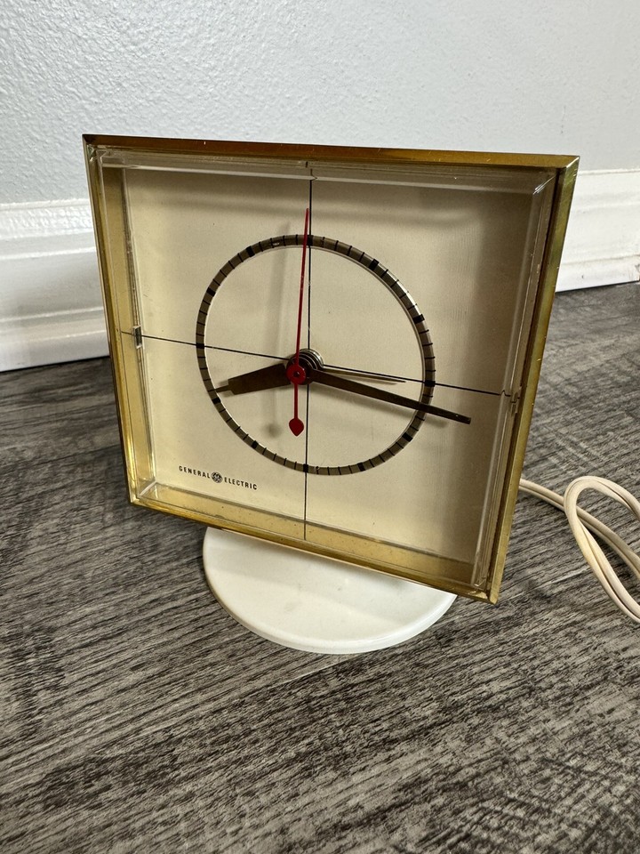 Vintage MCM General Electric Alarm Clock Tulip Pedestal Base Tested ...
