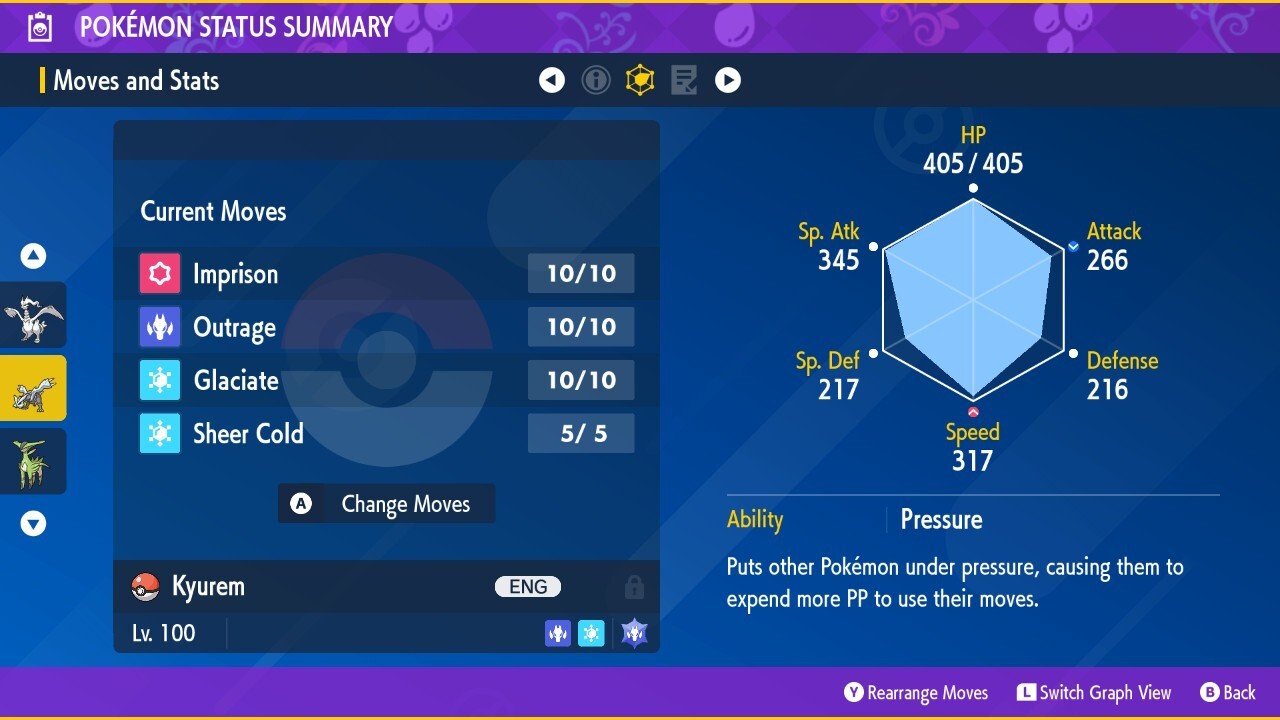 Shiny Kyurem 6IV Lv. 100 Timid Nature Tao trio Unova Pokemon Scarlet ...