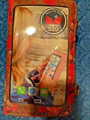 New Save The Girls (STG) red floral Captiva Bag Touchscreen Clutch ...