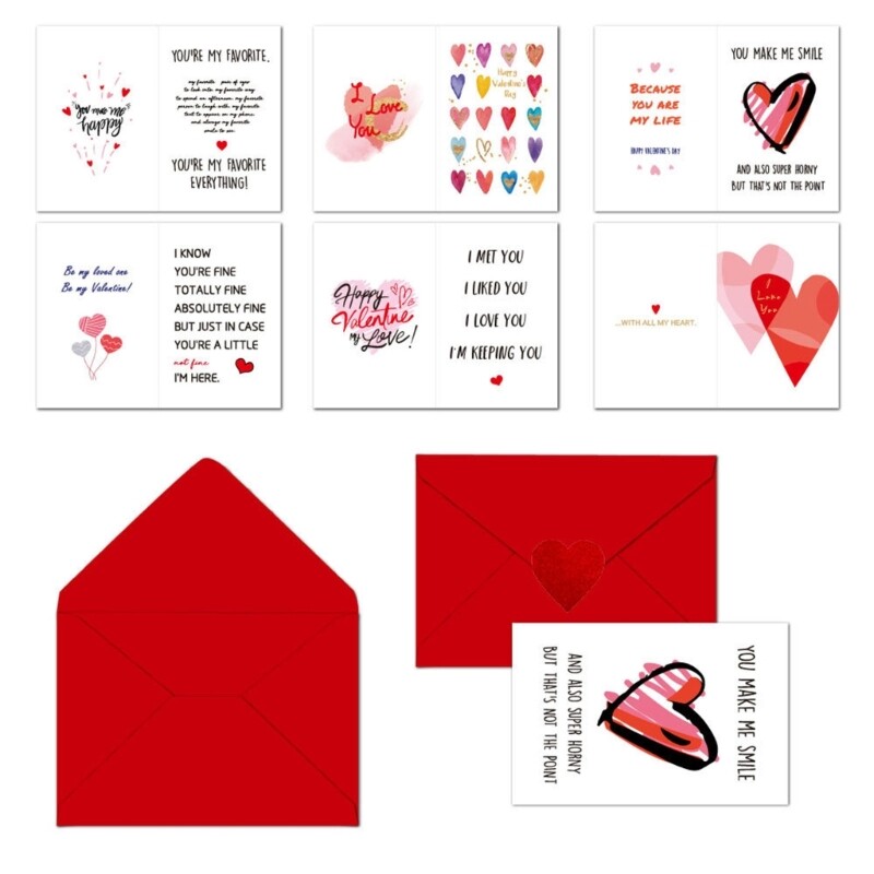 Valentine Cards Valentine Note Cards with Heart Sticker Envelope for ...
