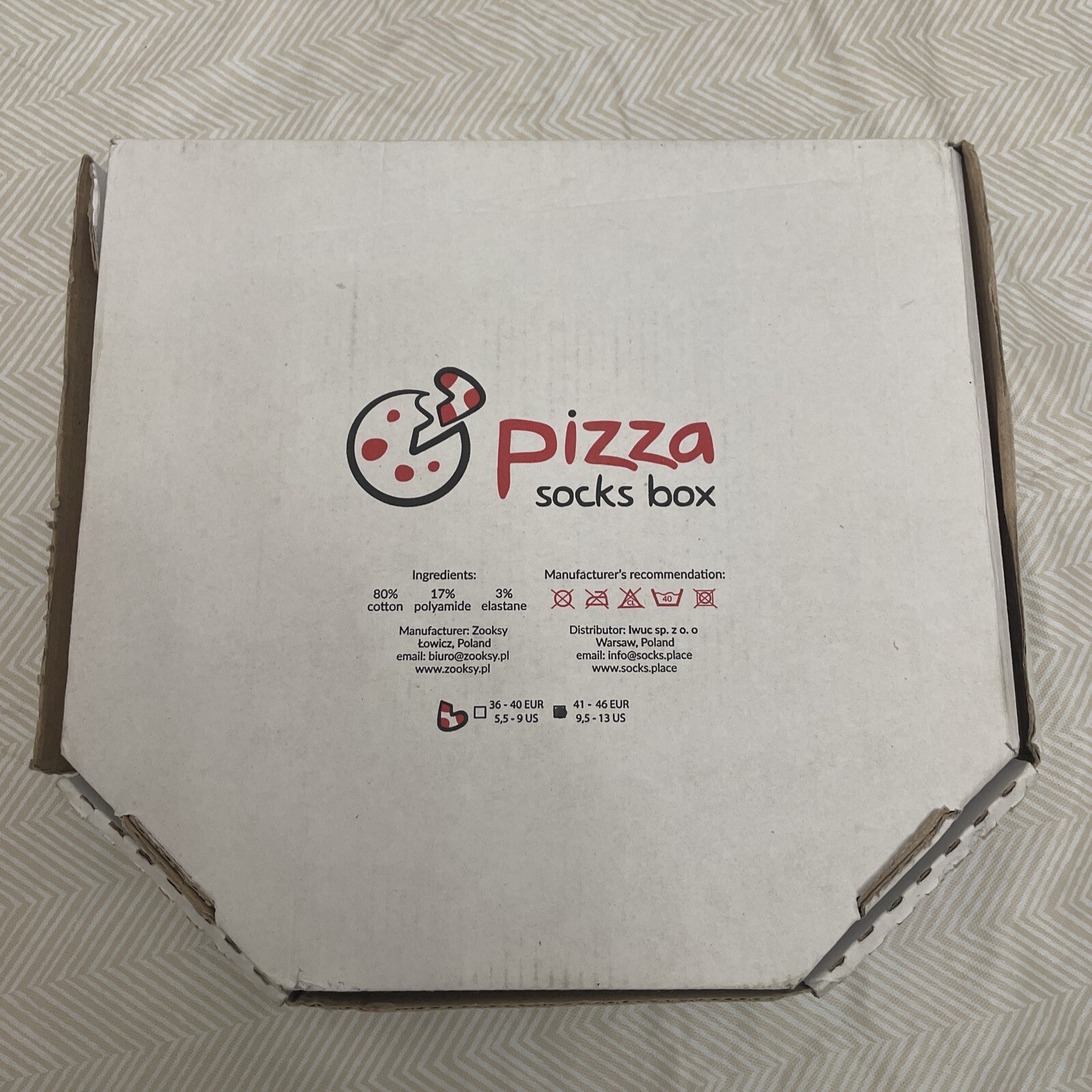 Pizza Socks Box Zooksy Cotton Blend Poland EU 41-46 US 9.5-13 New in ...