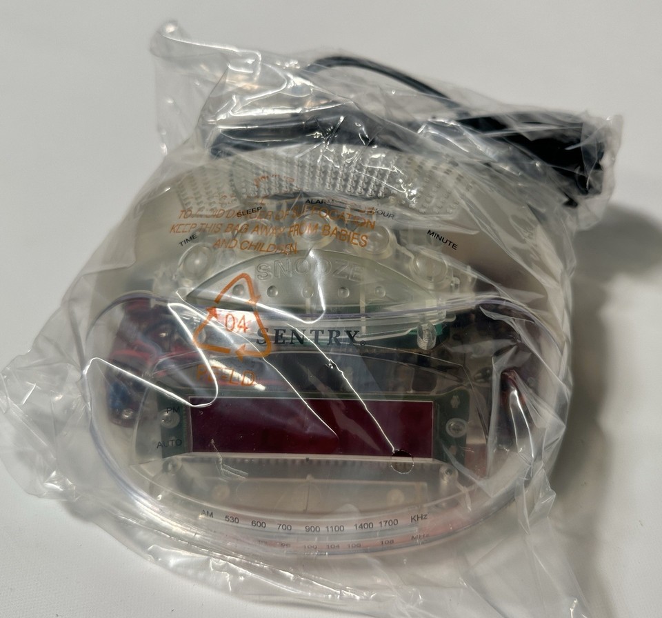 NEW Clear Prison Issue Sentry Alarm Clock w/ AM/FM Radio NOS | eBay
