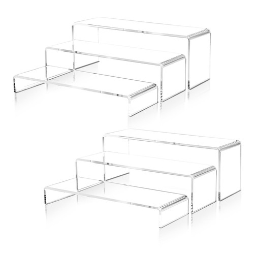2 Set Large Acrylic Clear Display Risers, 3 Sizes 12" Rectangular ...