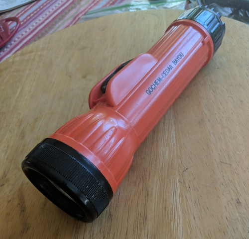 Gulf Oil Vtg Flashlight Hazmat Bright Star 2117 GOCHEM Hazardous Mine ...