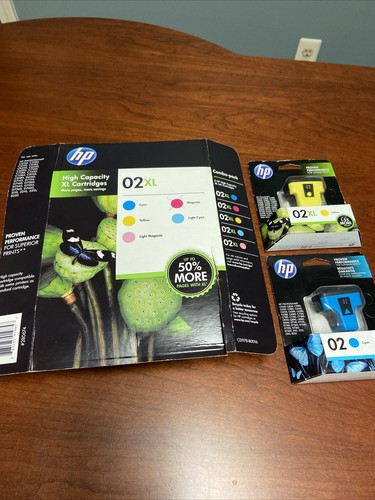 HP 02XL High Capacity 4 Multi Color Ink Cartridges. Exp 2016-18 Genuine ...