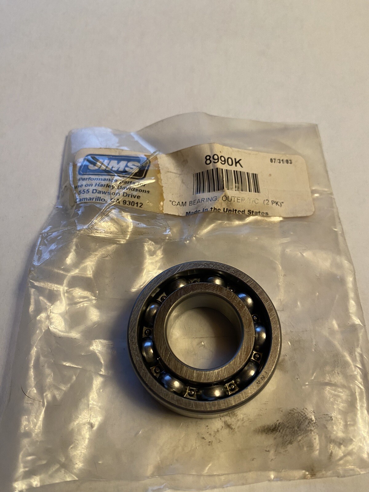 Harley Davidson Jims Performance Outer Cam Bearing OEM 8990K Twin Cams ...