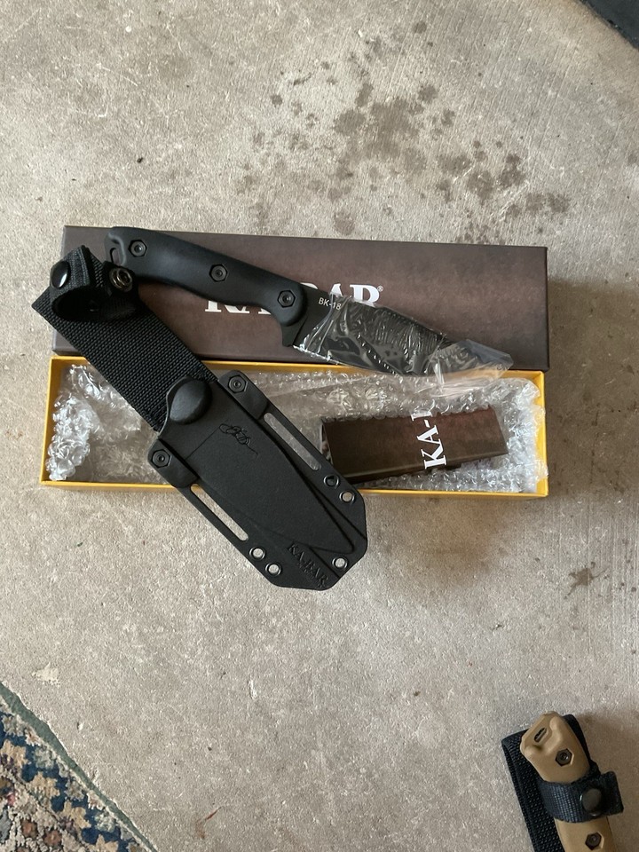 KA-BAR BK18 BECKER HARPOON POINT Fixed Blade Knife 1095 (BLACK) Celcon ...