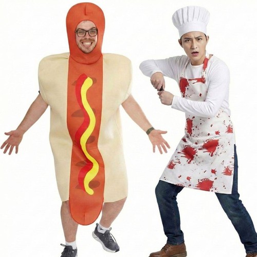 Pizza & Chef Duo Stag Costume Set for Adults Novelty Wear Funny Outfits ...