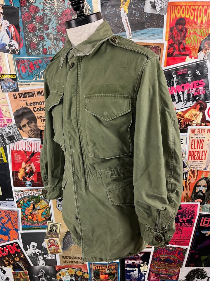 Vtg 50s US Army M-1951 OG-107 Korean War Era Military Field Jacket Long ...