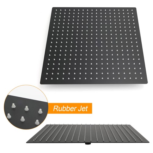 Matte Black 16" 400mm Stainless Steel Square Rain Shower Head 200mm ...