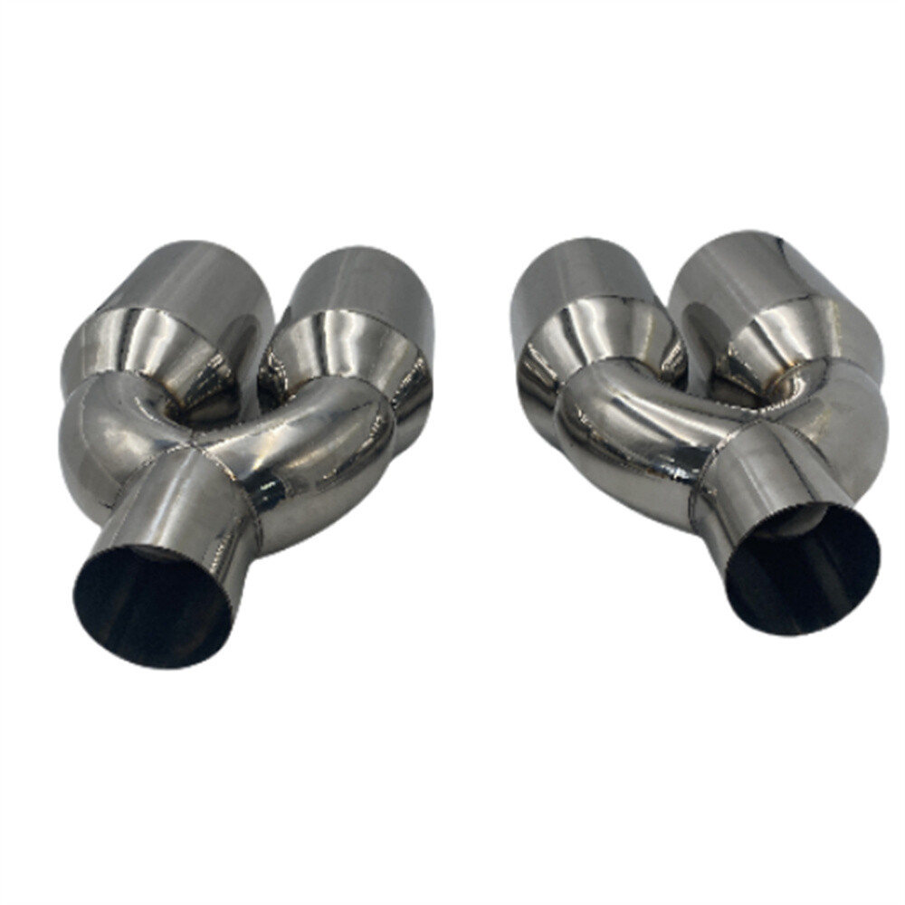 L&R PAIR 2.5" INLET DUAL WALL ANGLE CUT QUAD 4" OUT CHROME EXHAUST TIP ...