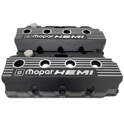 NOS Mopar 426, 572 HEMI Valve Cover Set - Raised Logo, Black Powder ...