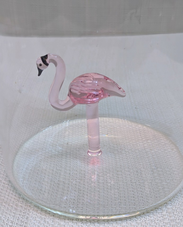 Flamingo Pitcher & 4 Drinking Glasses Decanter Set w/Pink Blown Glass ...