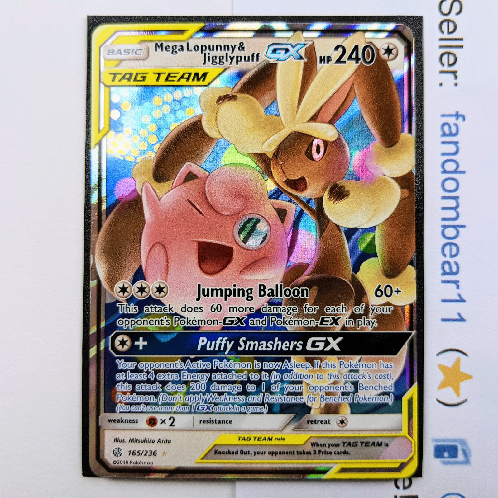 Mega Lopunny & Jigglypuff GX UR card 165/236 Sun & Moon Cosmic Eclipse ...