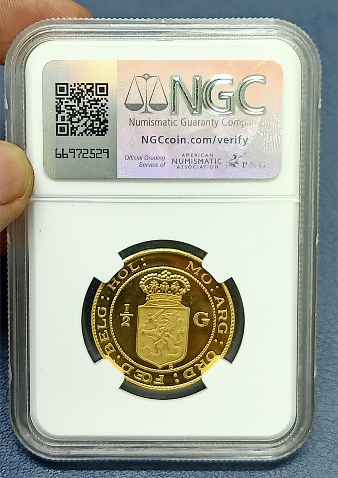 1802 Netherlands East Indies 1/2G Batavian Republic Gold Coin NGC PF66 ...