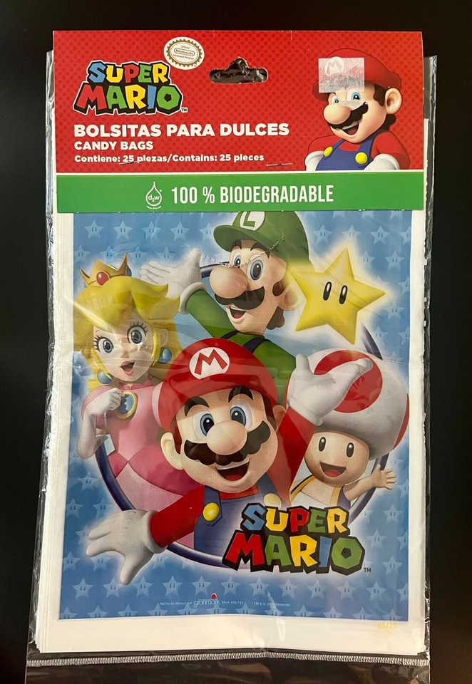 25PCS Super Mario Party Favor CandyTreat Bags Loot Bag Goody Bag ...